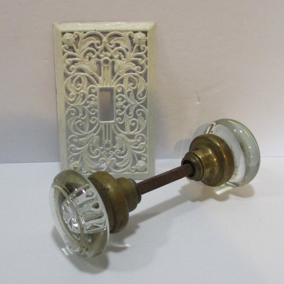 Accents | Vtg Door Knob Light Switch Plate Glass Knobs Architect ...